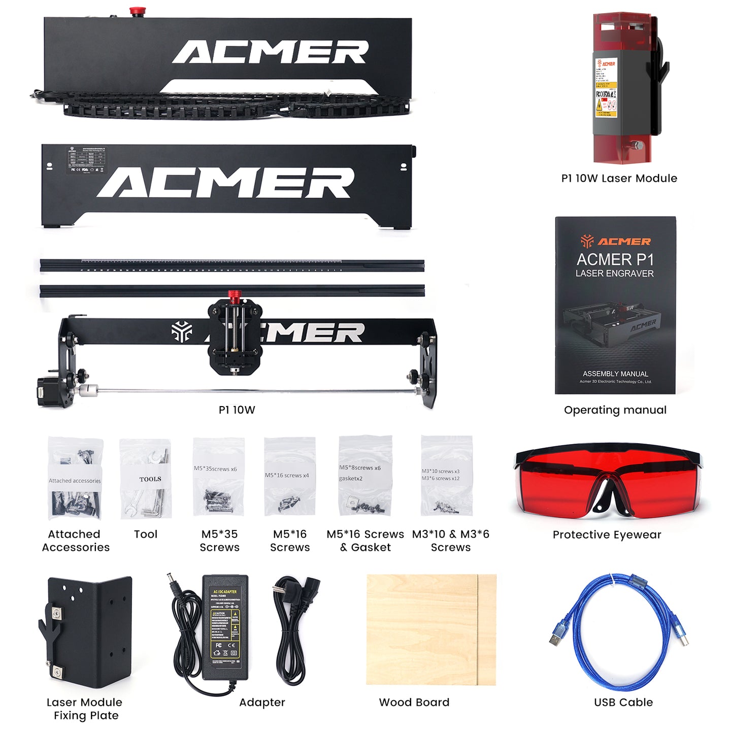 ACMER Laser Engraver Cutting Machine Laser Cutter for Crafting DIY Woo ...